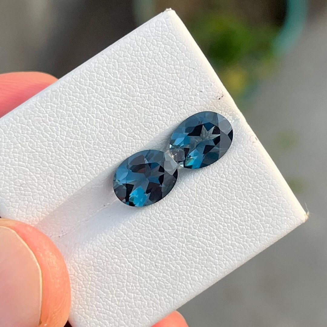 London Blue Topaz Oval Cut Matching Pair – AAA Quality Deep London Blue ...