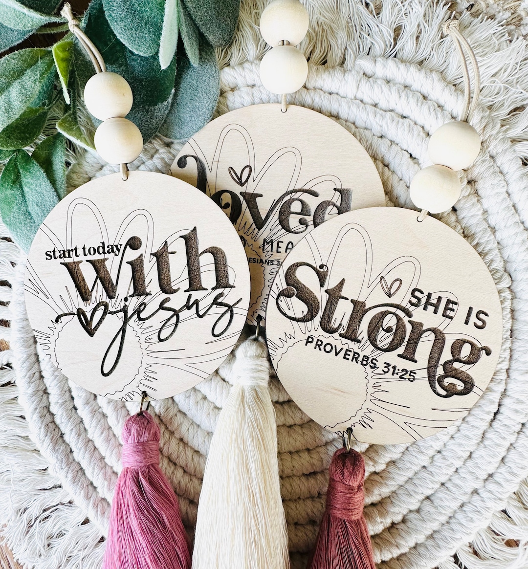 Christian Car Charm: Laser Engraved Daisy Rearview Mirror Accessory - Etsy