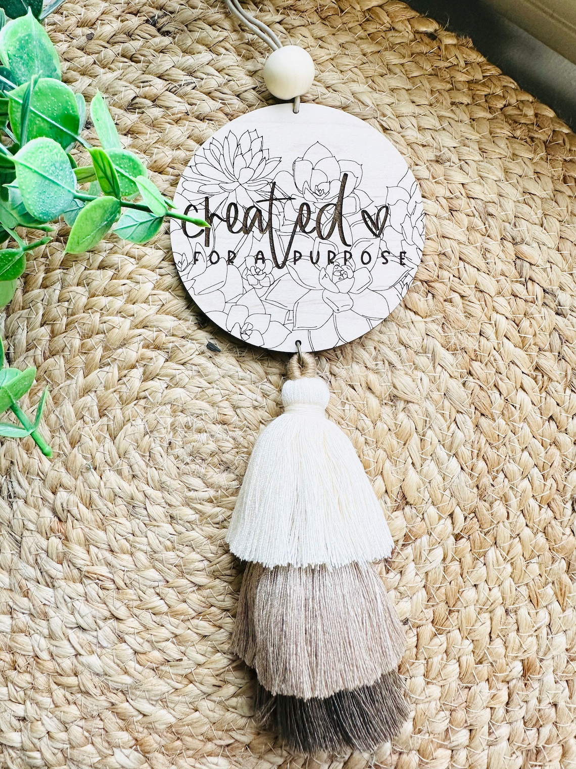 Laser Engraved Car Charm: Wildflower Rearview Mirror Accessory - Etsy