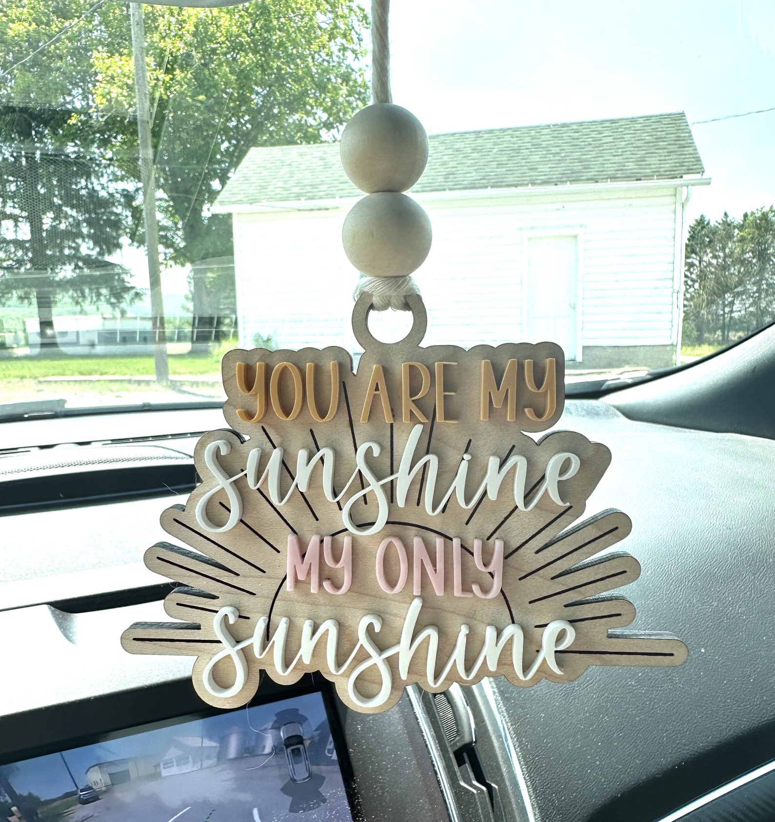 Car Charm Rearview Mirror You Are My Sunshine Handmade - Etsy