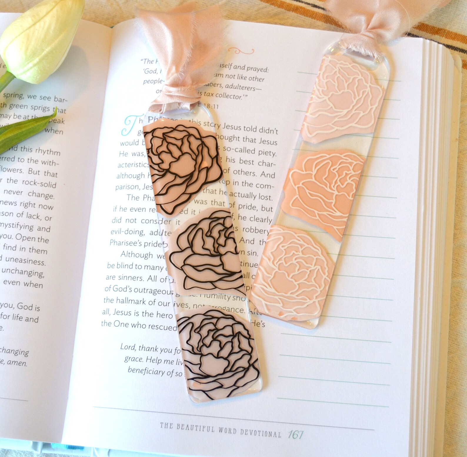 Boho Floral Bookmark: Handmade Acrylic With Silk Ribbon - Etsy