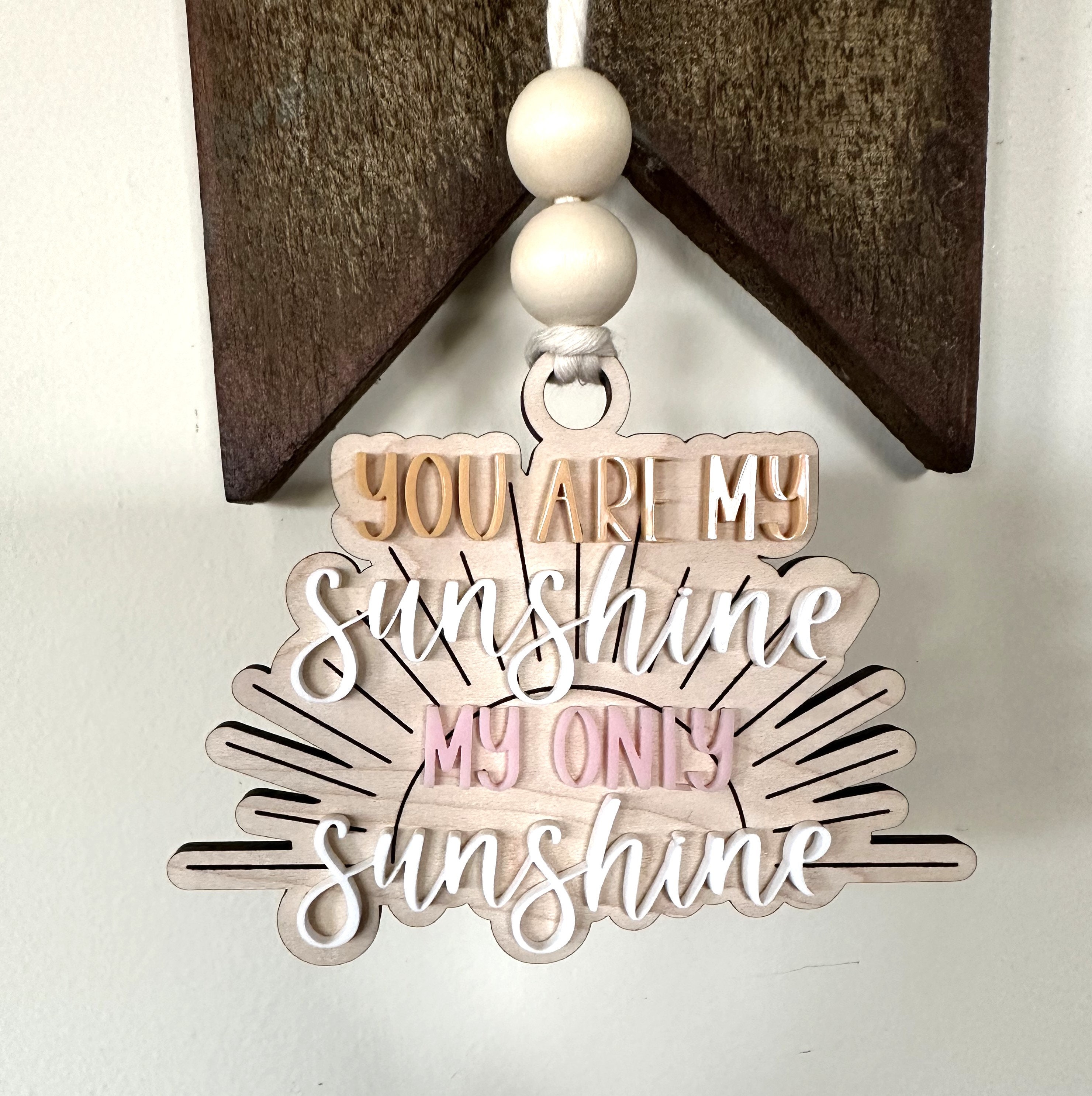 Car Charm Rearview Mirror You Are My Sunshine Handmade Acrylic Gift Car ...