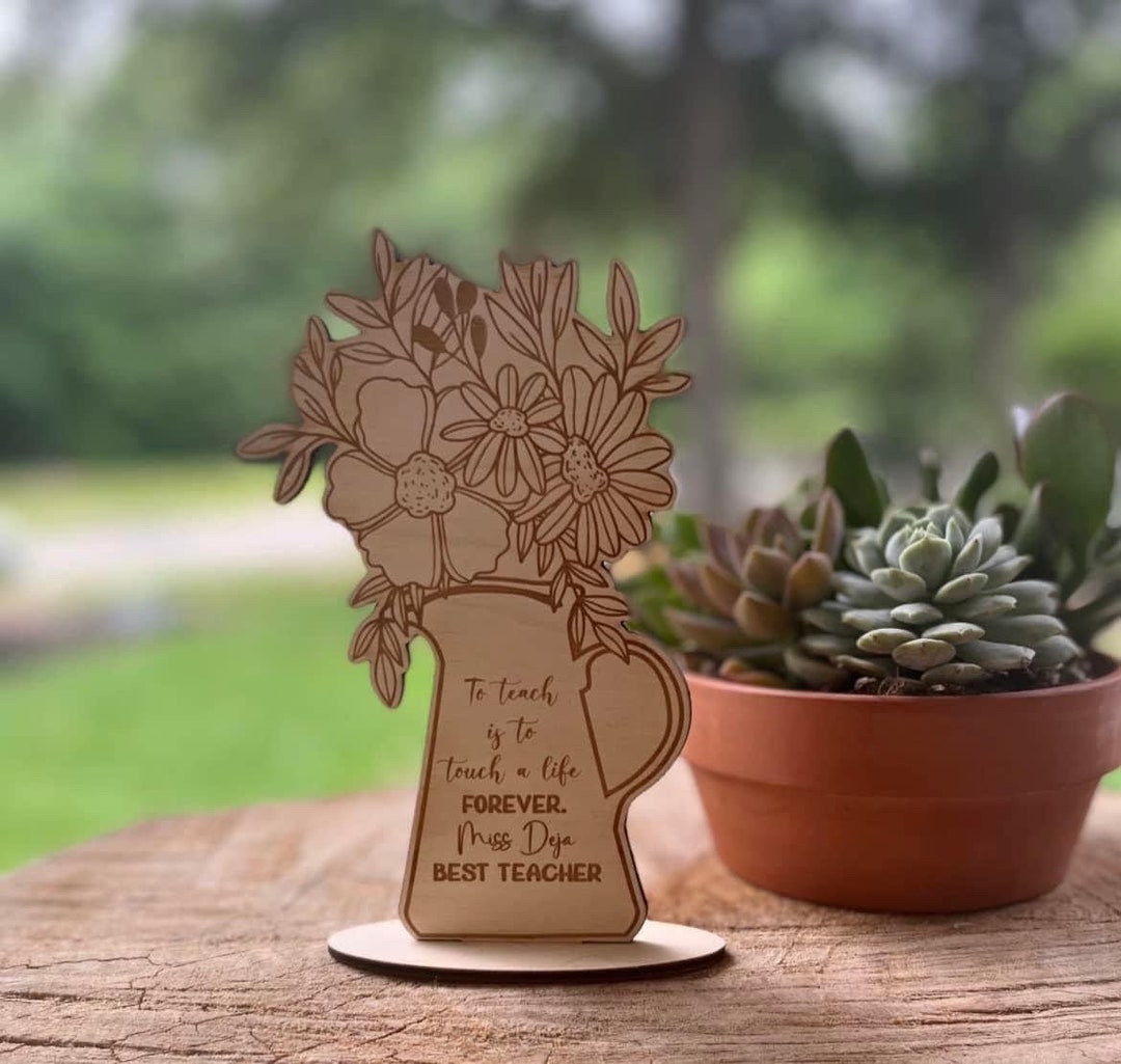Best Teacher Wood Flowers, Wood Flowers, Teacher Appreciation Gift ...