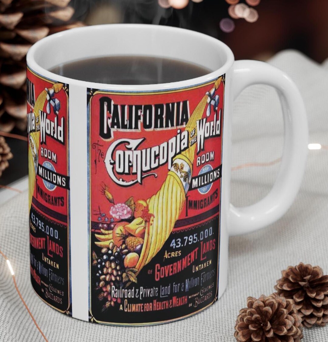 Vintage California Immigration Poster Mug: Retro Kitchen Decor - Etsy