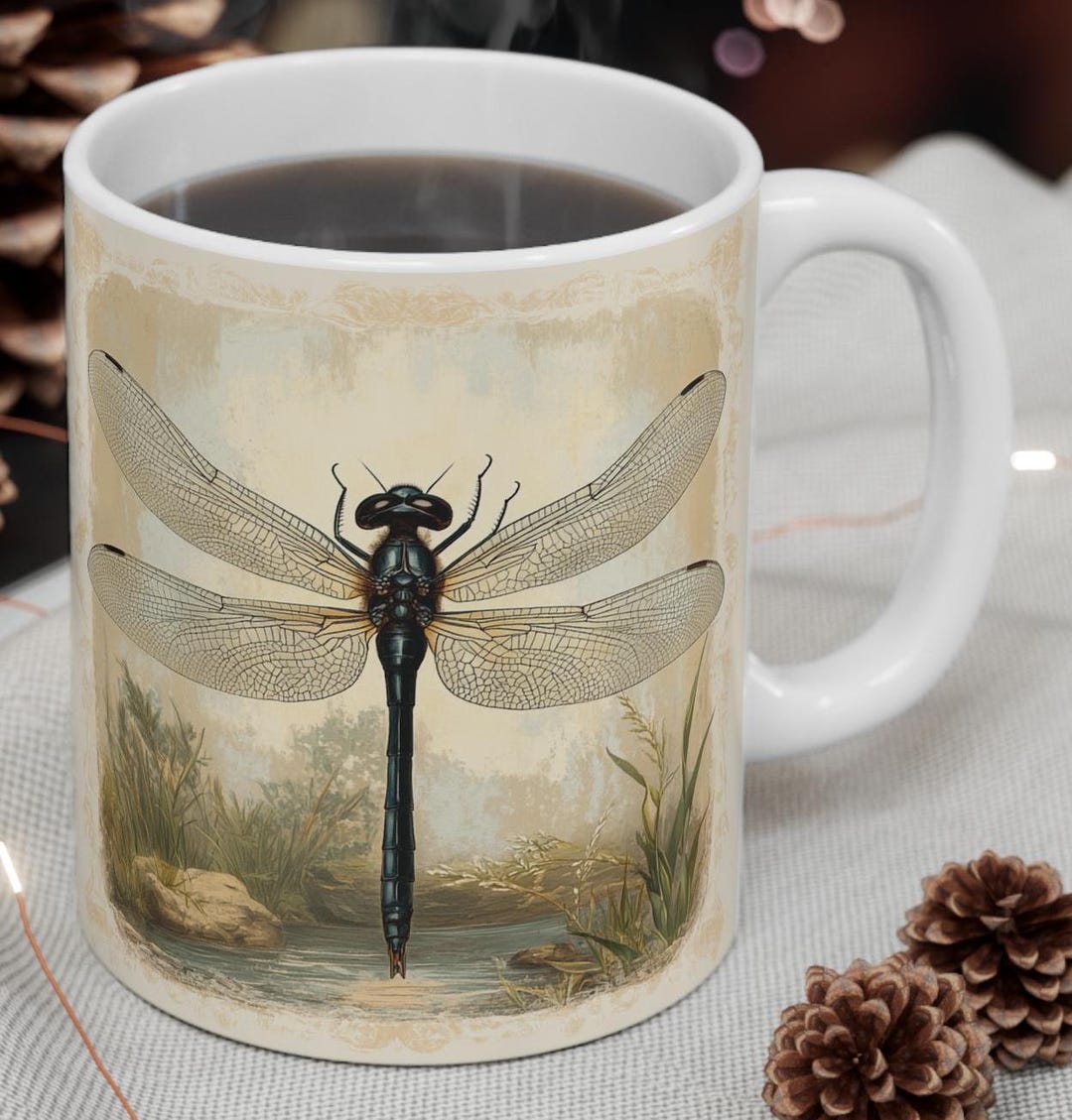 Dragonfly Mug, Insect Coffee Cup, Ceramic Tea Drinker Gift, Unique ...