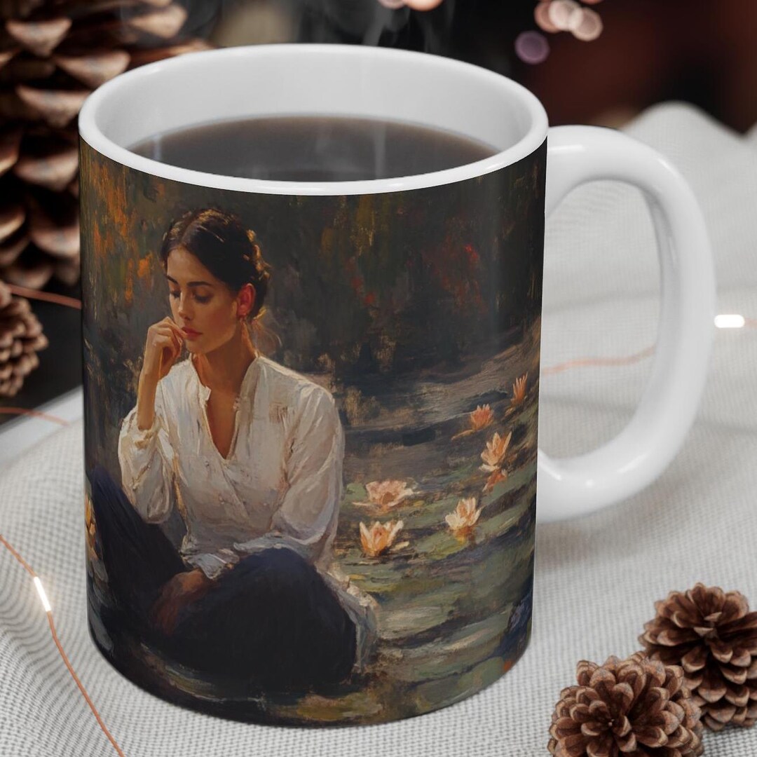 Woman Contemplating Monet Mug, Teacher Appreciation Cup, Tea Lover ...
