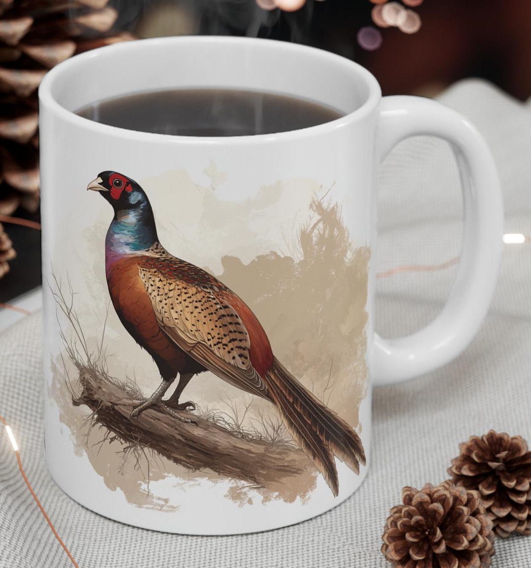 Watercolor Pheasant Mug: Ceramic Tea Cup, Kitchen Decor Discount for ...