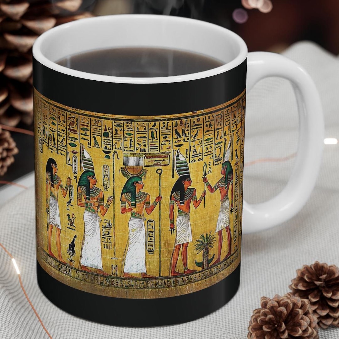 Egyptian Papyrus Mug, Ancient Egypt Coffee Cup, Historical Hieroglyphic ...