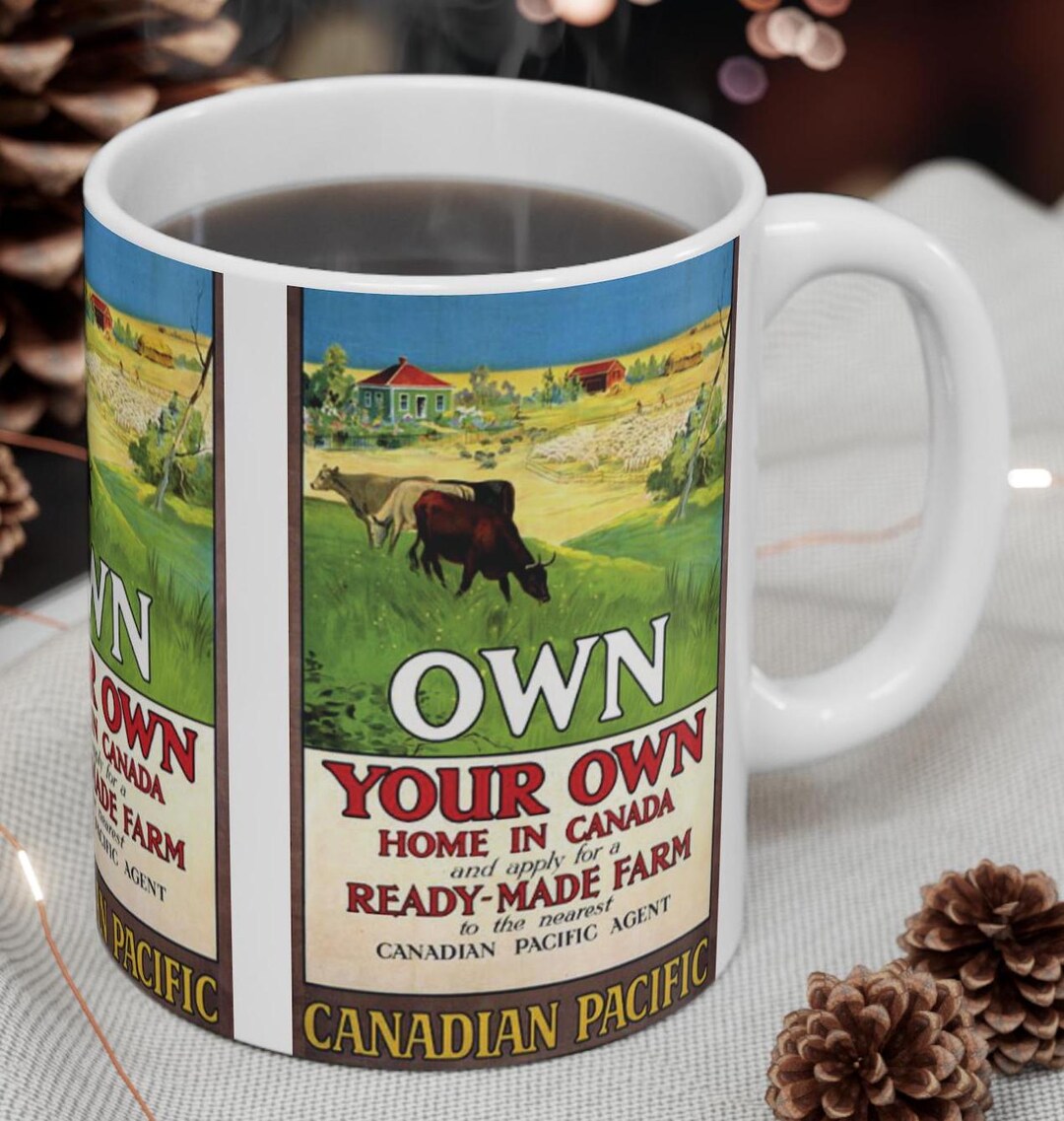 Vintage Canadian Immigration Poster Coffee Mug, Tea Lover Kitchen Decor ...