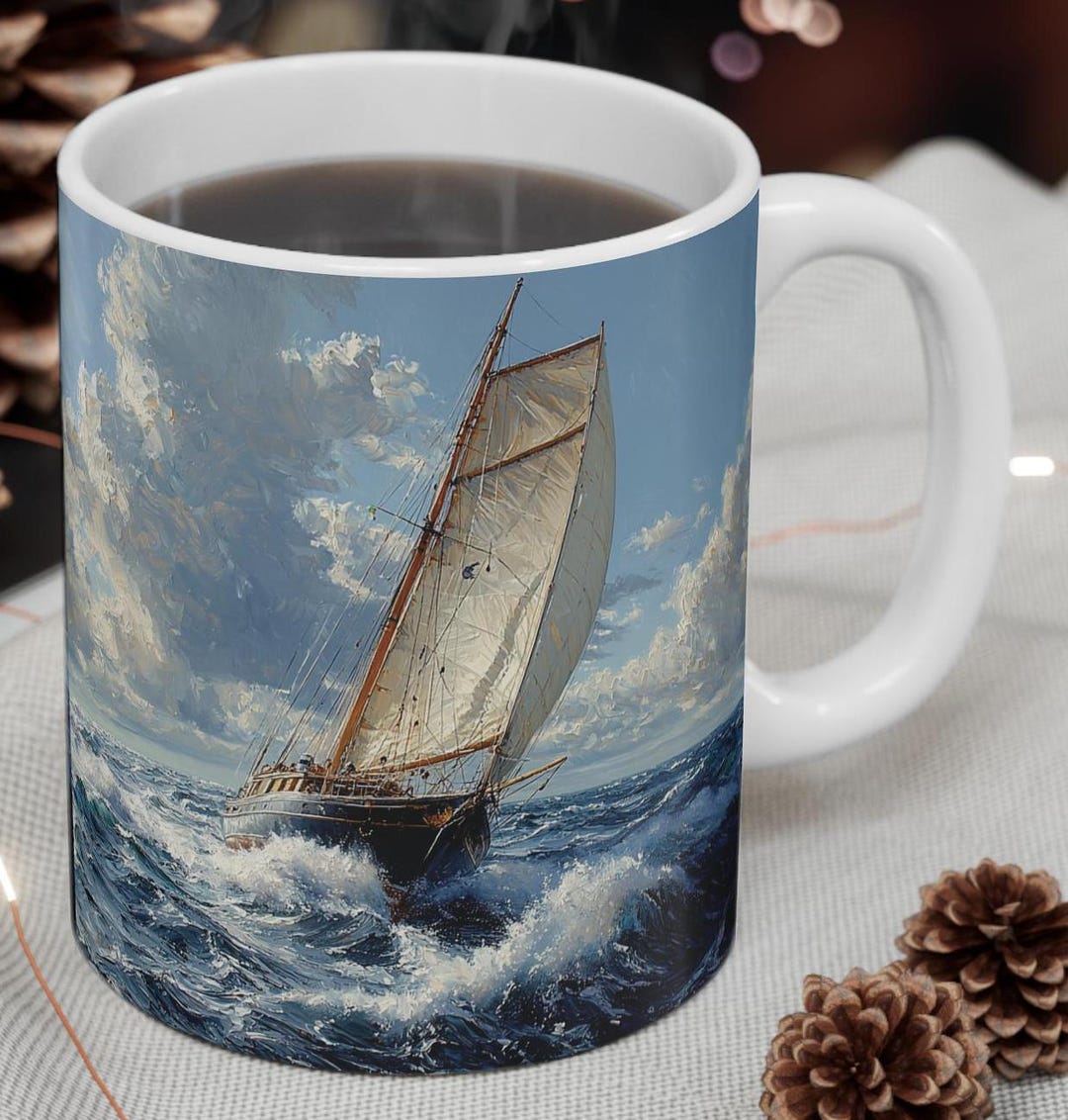 Sailing Ship Coffee Mug: Nautical Ocean Adventure, 11oz - Etsy