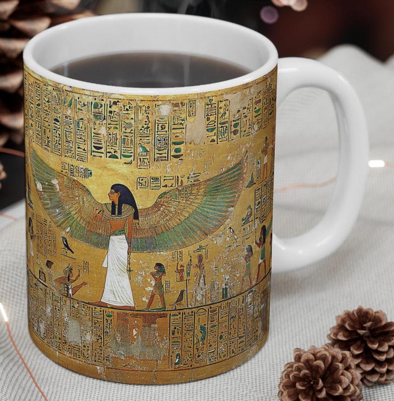 Egyptian Papyrus Mug, Ancient Egypt Coffee Cup, Historical Hieroglyphic ...