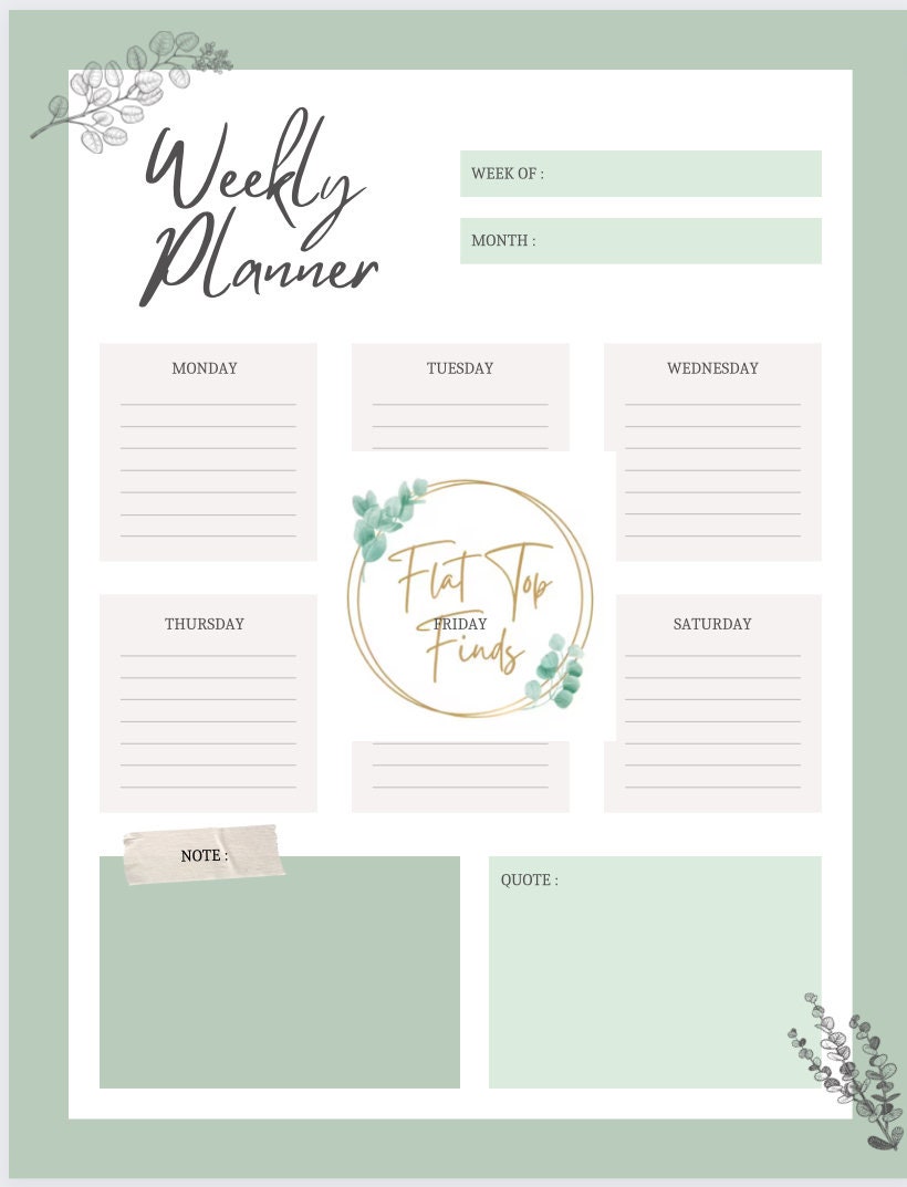 Weekly Planner Digital Template, Weekly Printable, to Do List - Etsy