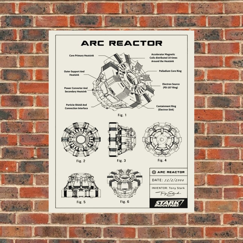 Iron Man’s Arc Reactor. Arc Reactor Patent Print, Arc Reactor Diagram ...