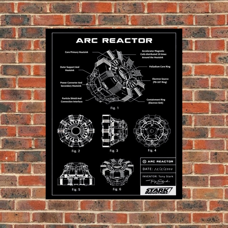 Iron Man’s Arc Reactor. Arc Reactor Patent Print, Arc Reactor Diagram ...