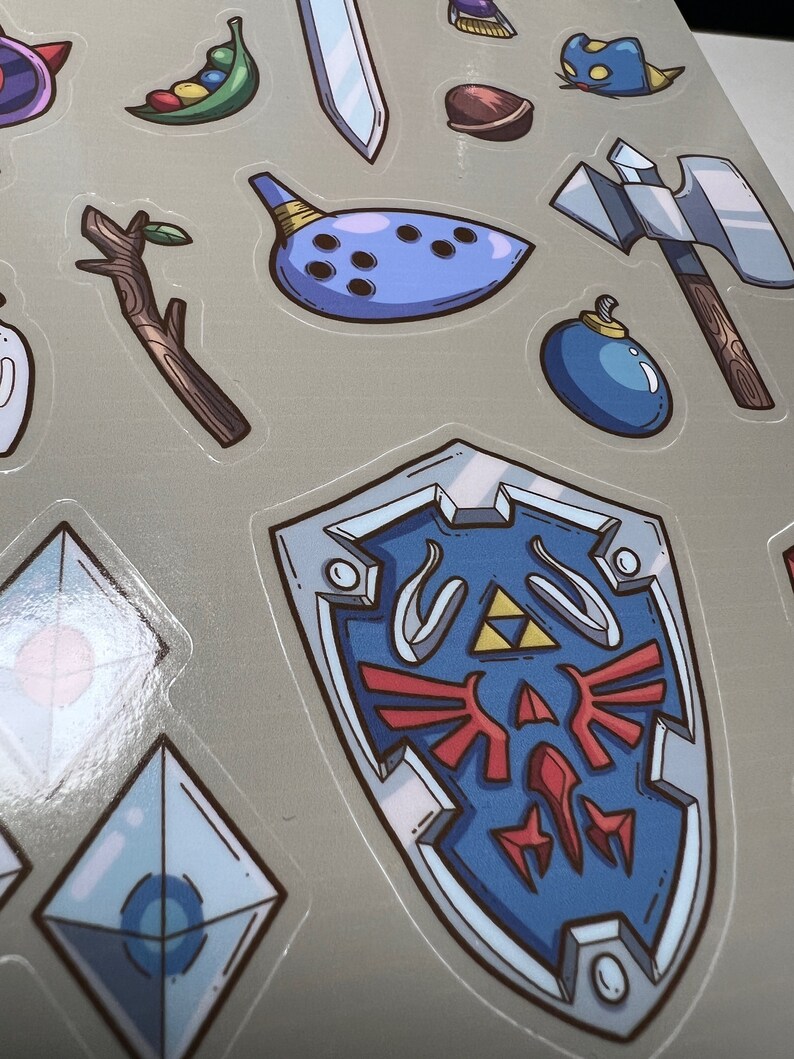 Ocarina of Time Sticker Sheet Zelda Inventory Stickers Waterproof ...