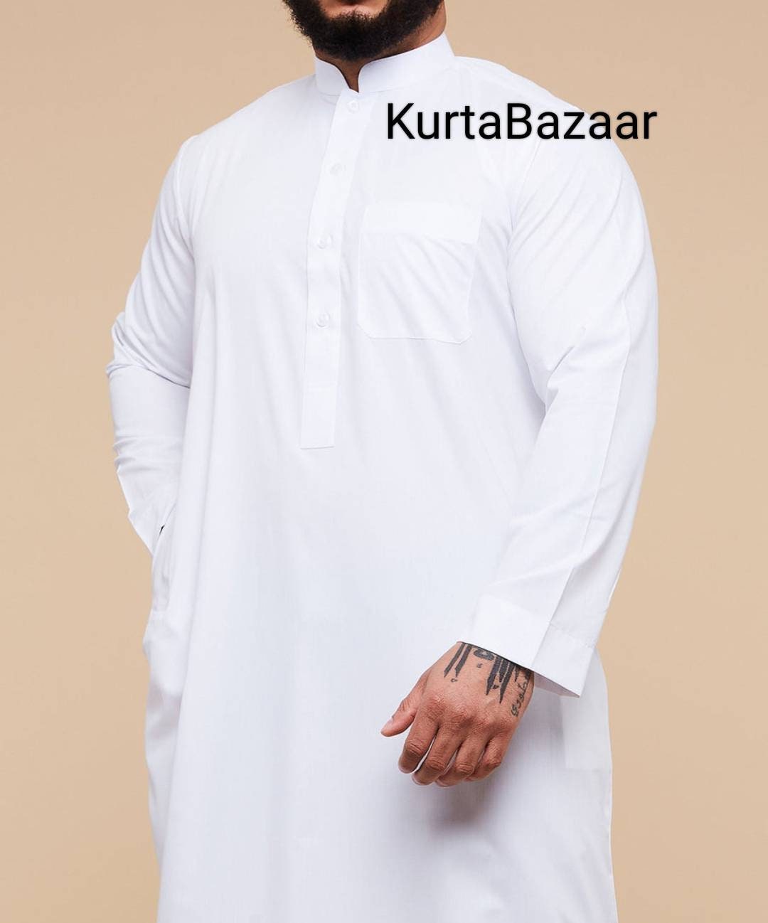 Men's Cotton Kaftan Cool White Color,loose Fit Tunic for Men Pure Soft ...