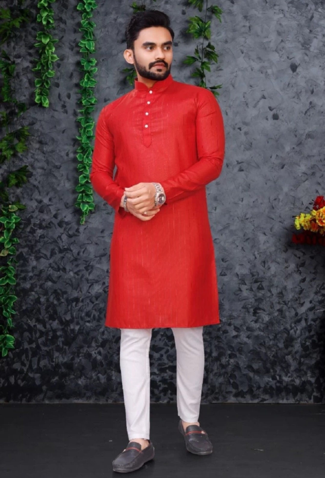 Men's Kurta, Red Color Kurta, Ethnic Kurta, Summer Kurta Men's Kurta ...