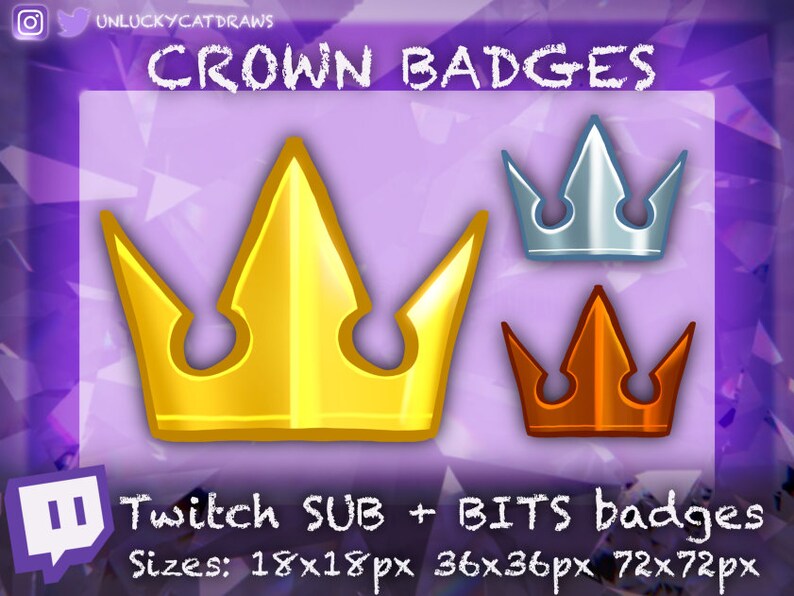 Kingdom Hearts Crown Sub Bit Badges Cute KH Emote Badges, Cheer Badges ...