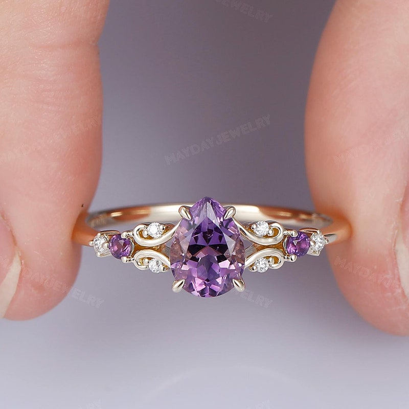 Amethyst Engagement Ring - Etsy
