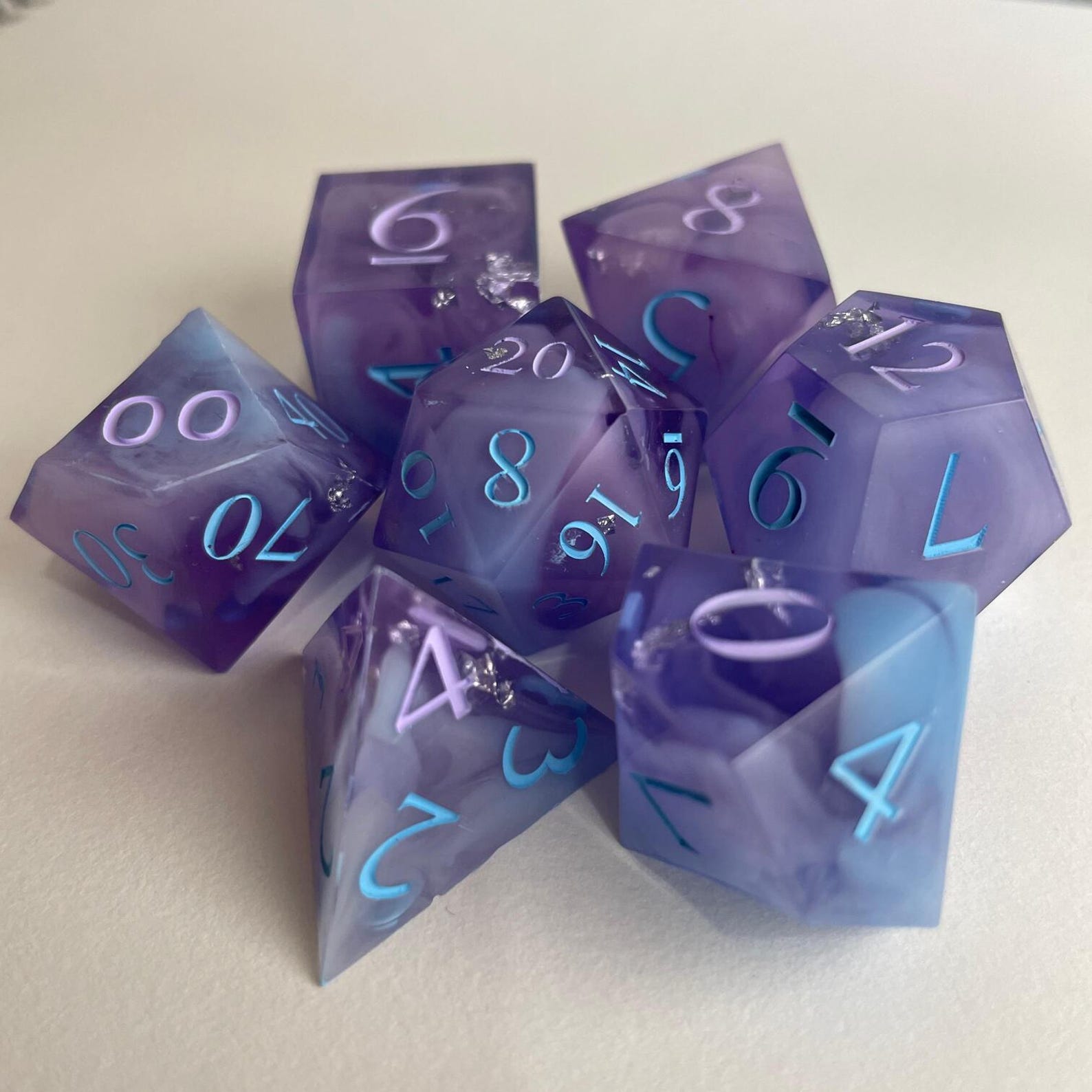 Blue Swirls Dice Set, Purple Dice Set, Dnd Dice Set Gift, Dungeons ...