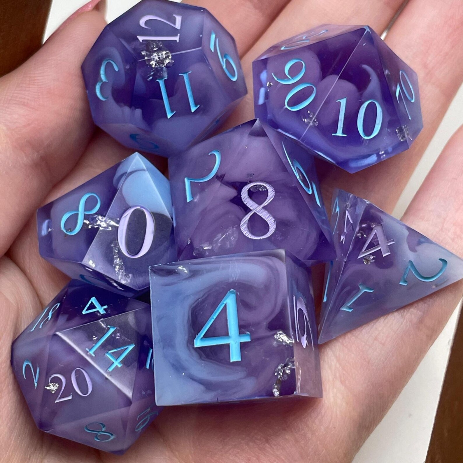 Blue Swirls Dice Set, Purple Dice Set, Dnd Dice Set Gift, Dungeons ...