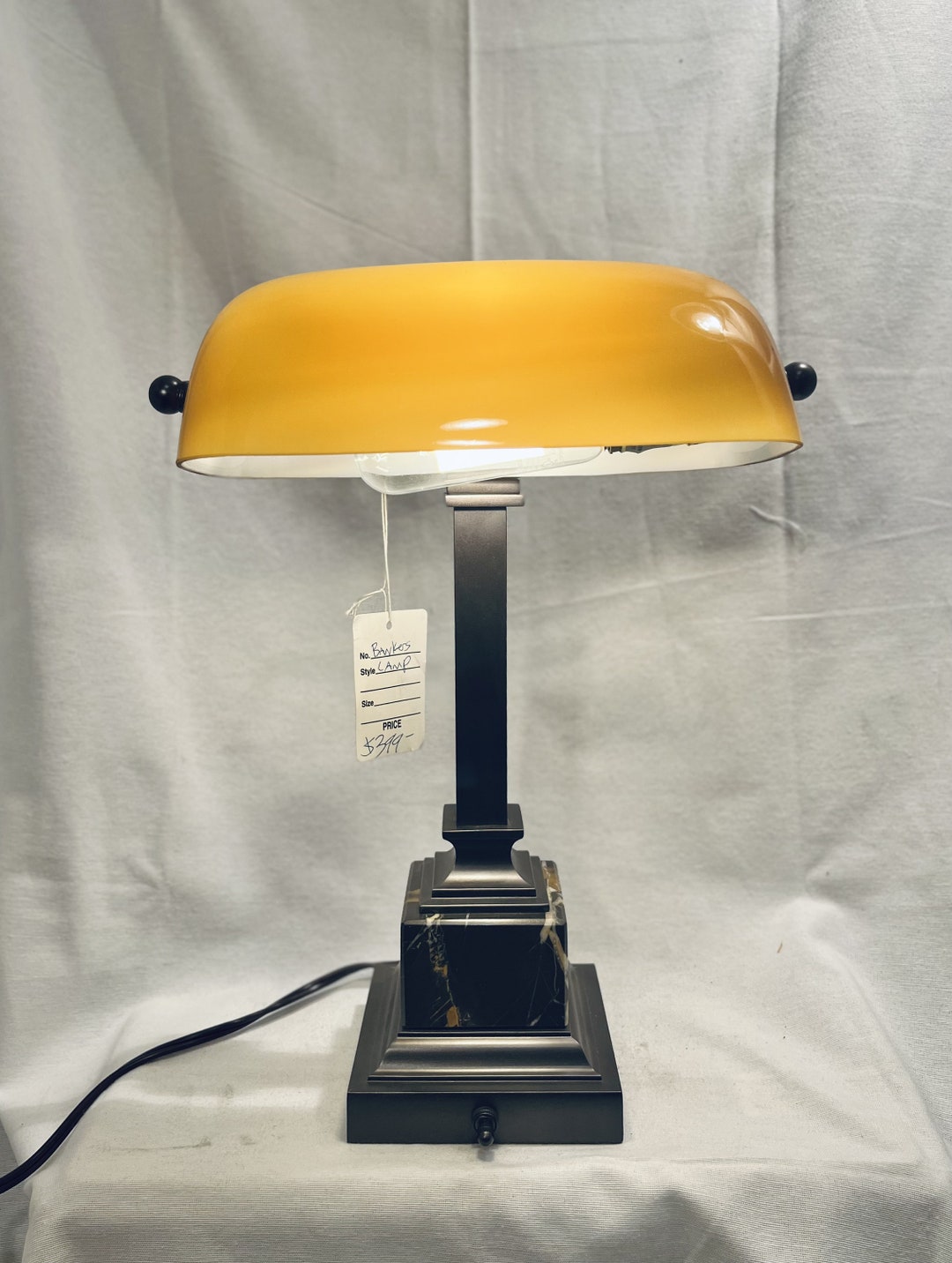 Authentic Bankers Lamp With Amber Shade - Etsy