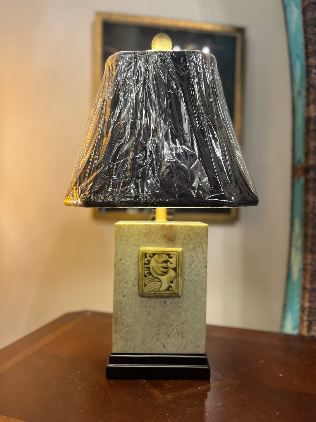 Etched Koi Fish Jade Table Lamp - Etsy