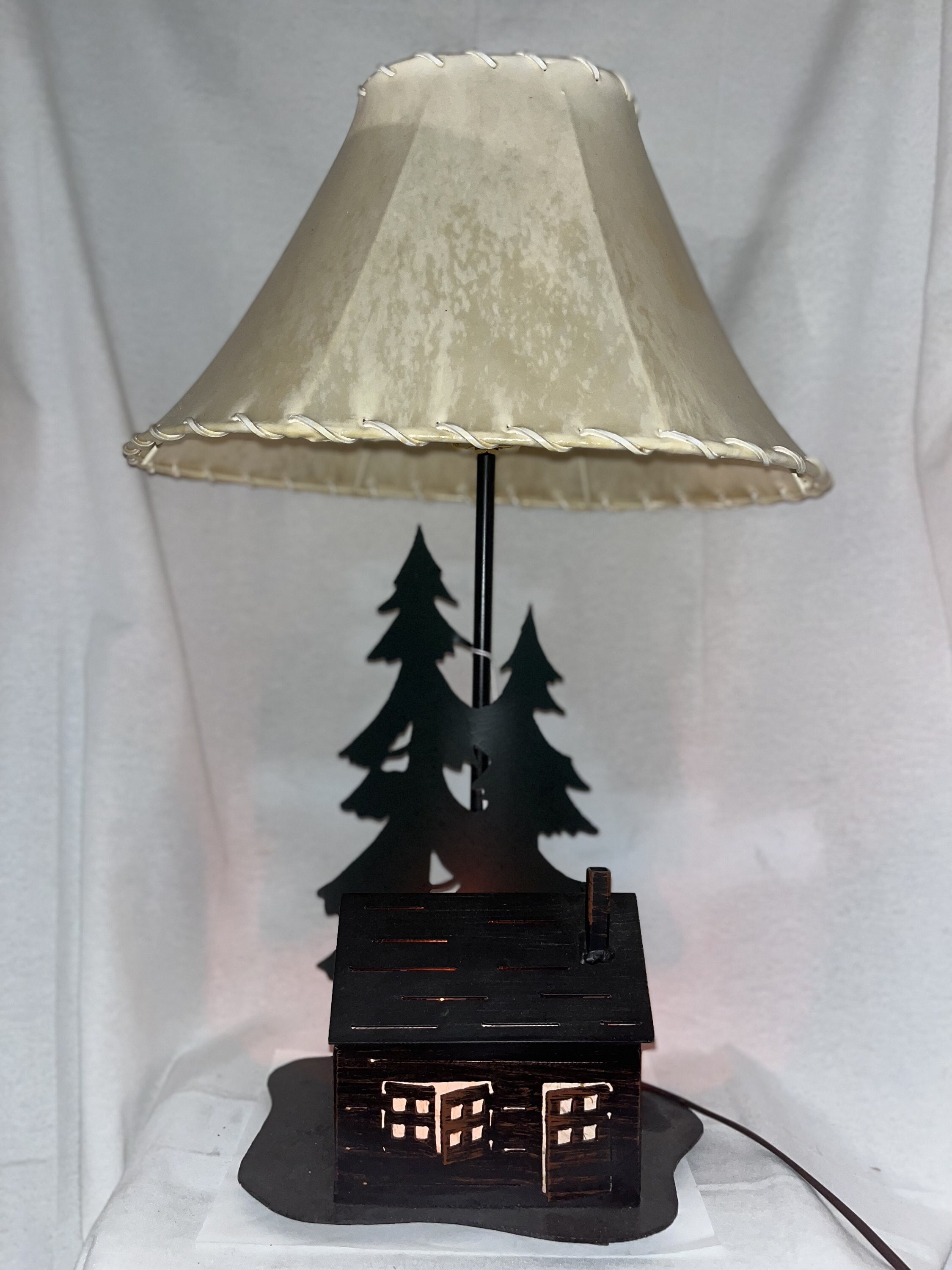 Northern Cabin Lamp Steel & Sheep Skin Shade - Etsy