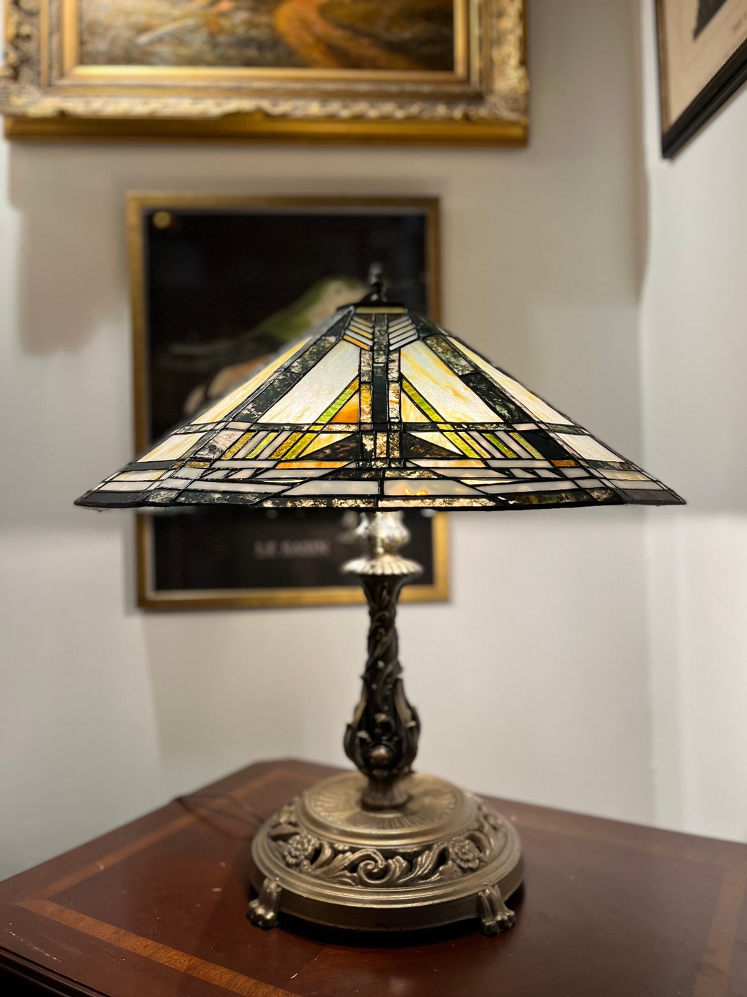 Rare Square Shade Tiffany Stained Glass Table Lamp - Etsy