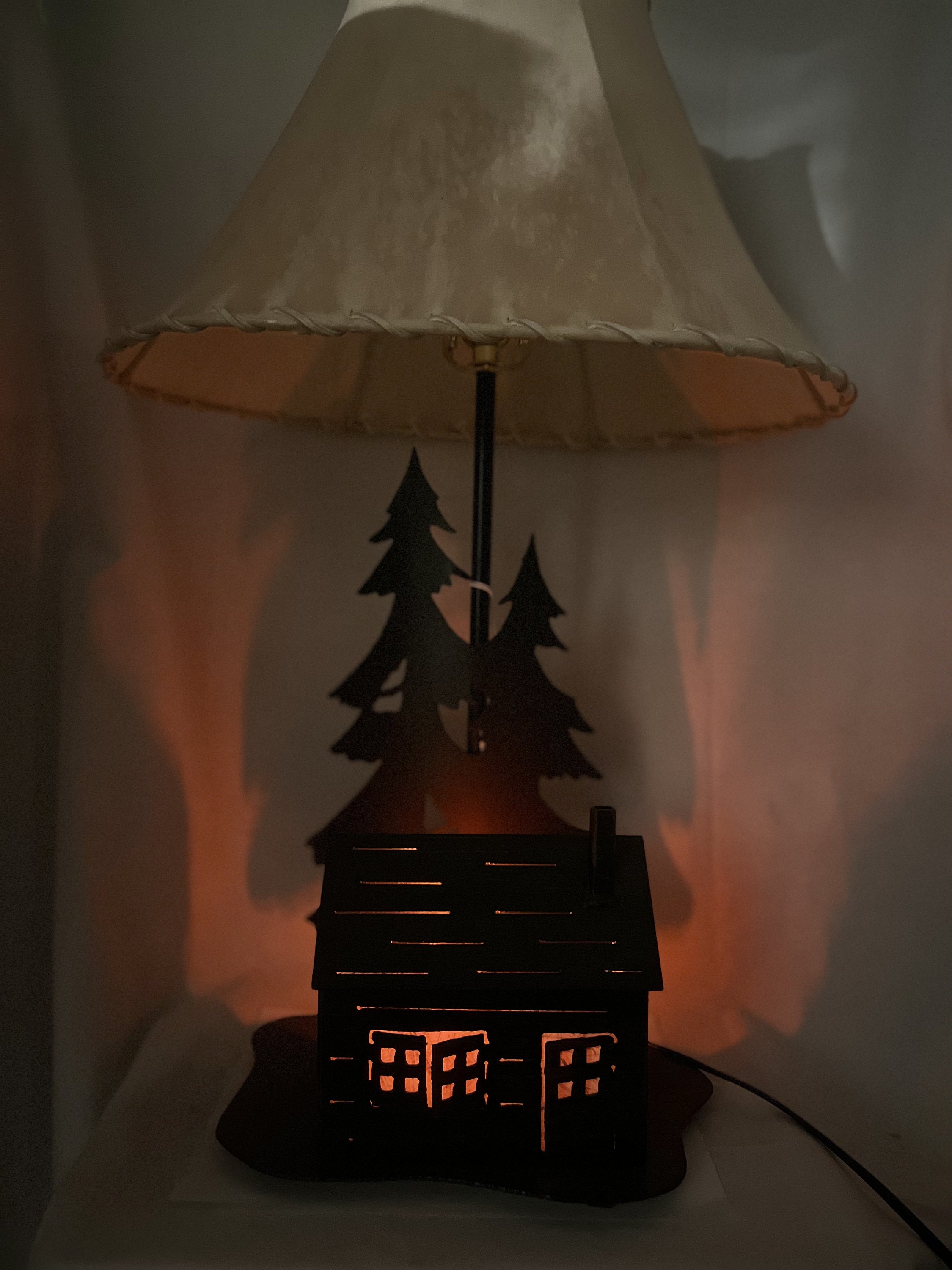 Northern Cabin Lamp Steel & Sheep Skin Shade - Etsy