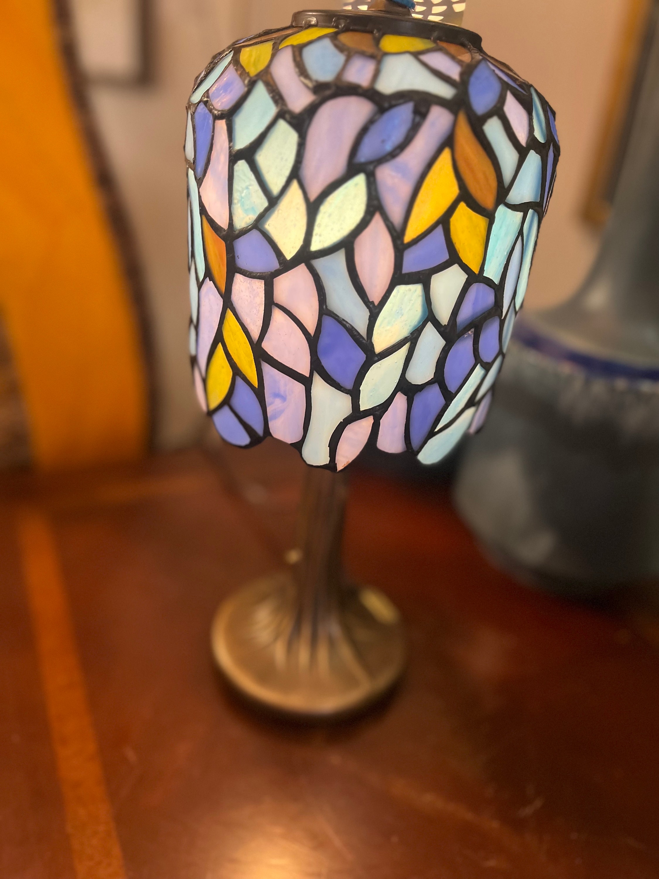 Mini Stained Glass Wisteria Tiffany Table Lamp - Etsy