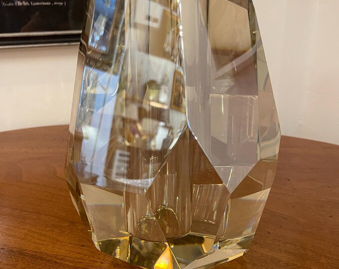 Mid-century Modern Faceted Crystal Glass Vase – Sculptural Geometric ...