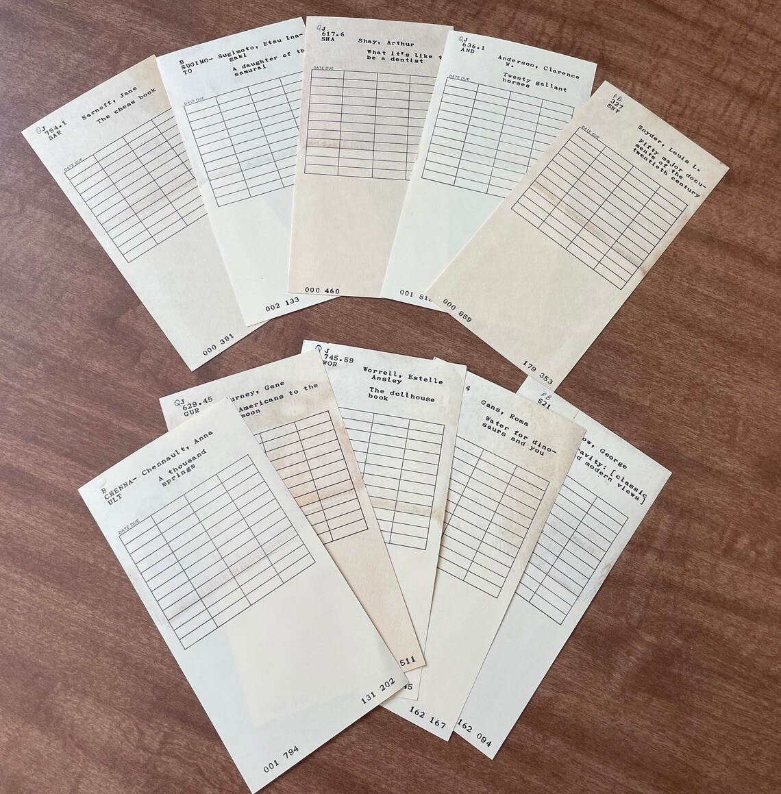 10 Vintage Library Checkout Card Envelope Backs - Etsy