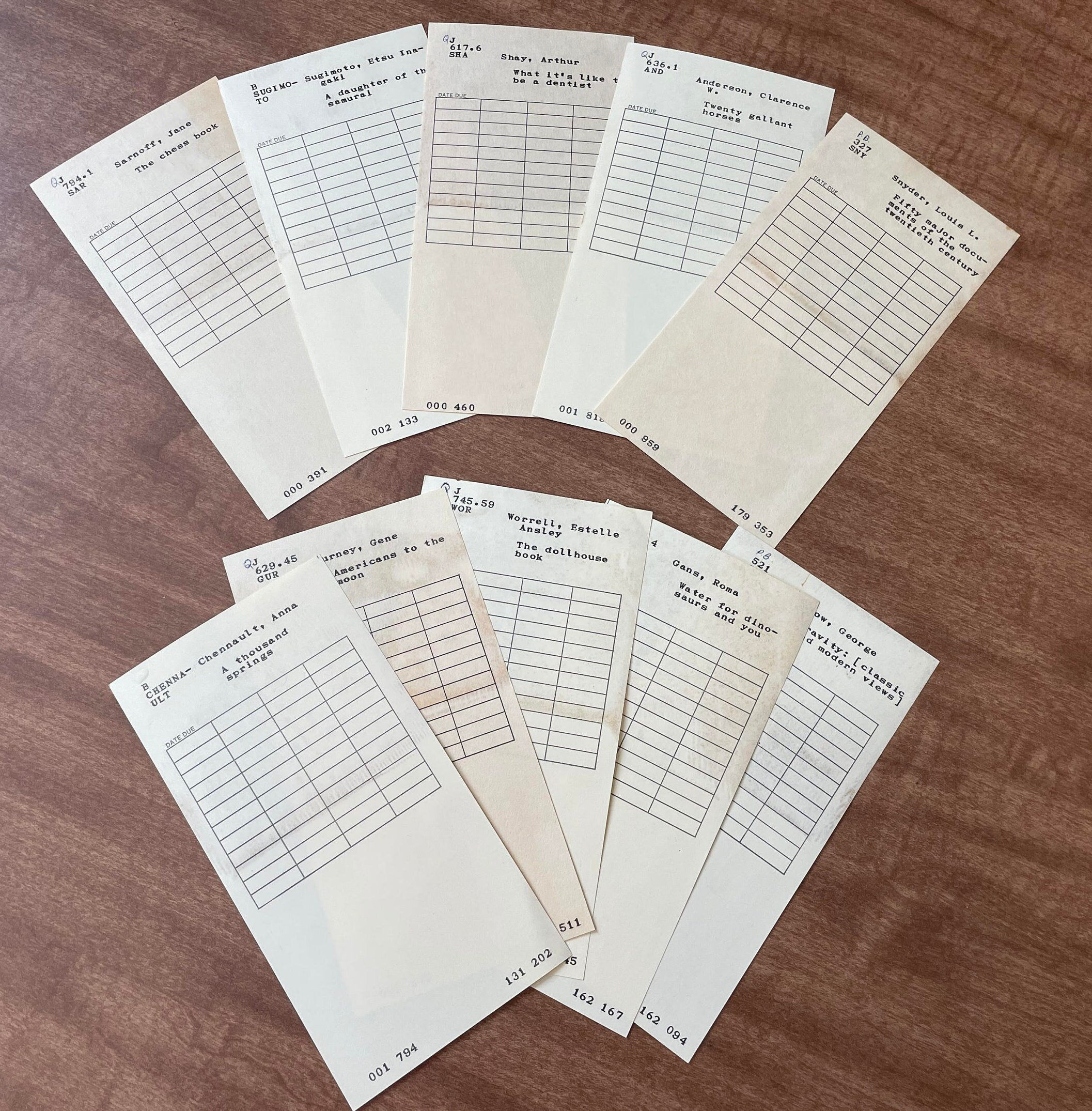 10 Vintage Library Checkout Card Envelope Backs - Etsy