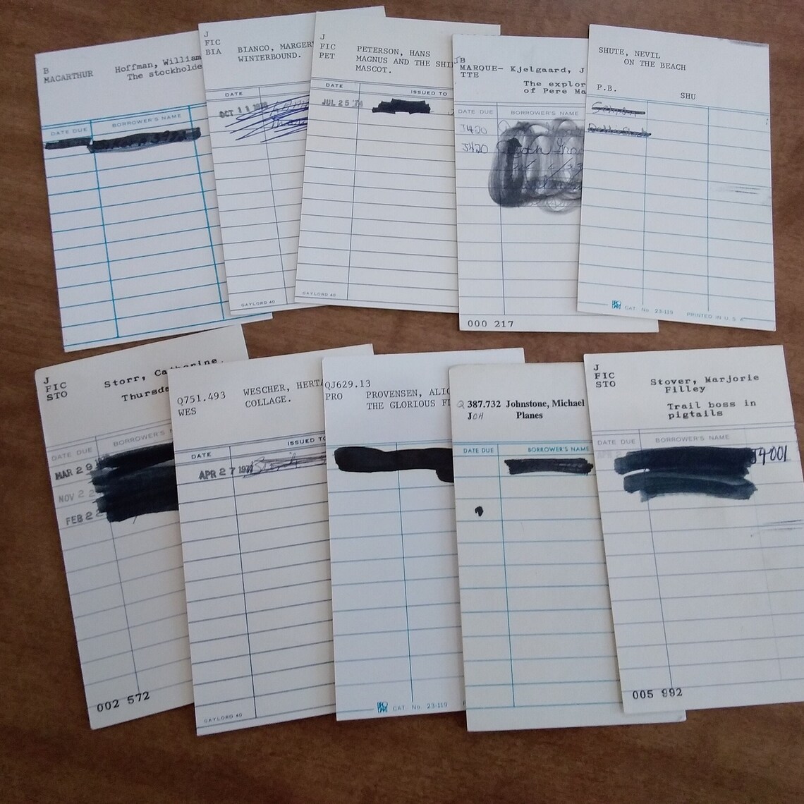 10 Vintage Lined Blocked-out Library Checkout Cards - Etsy