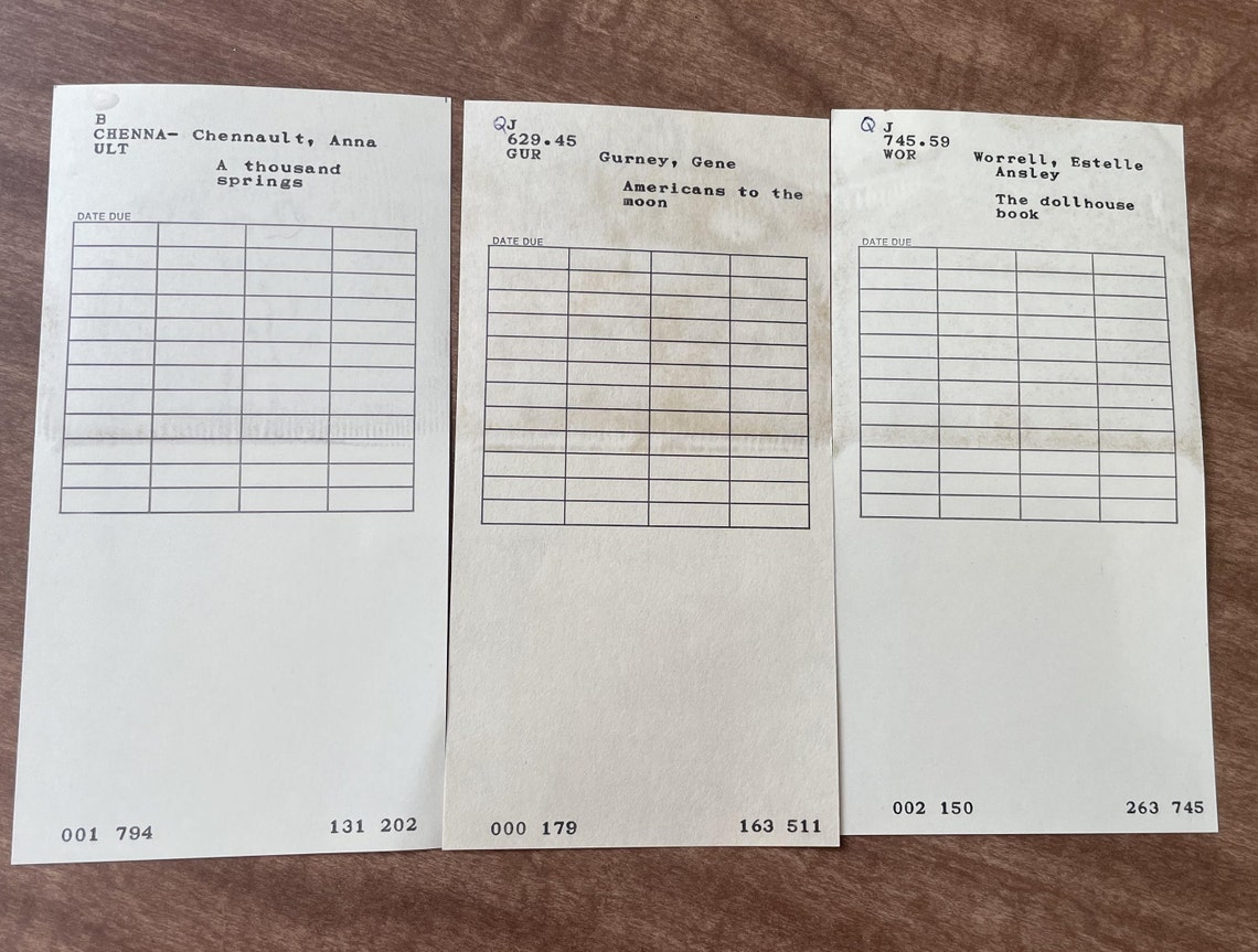 10 Vintage Library Checkout Card Envelope Backs - Etsy