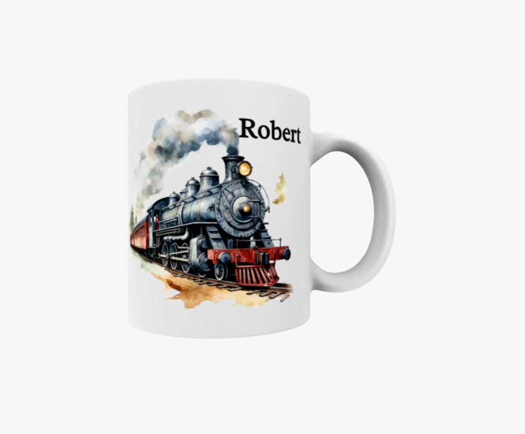 Black and Red Steam Train Mug - Etsy