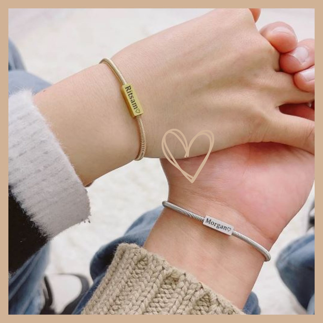 Customized Name Bracelet for Couples Stainless Steel, Engravable ...