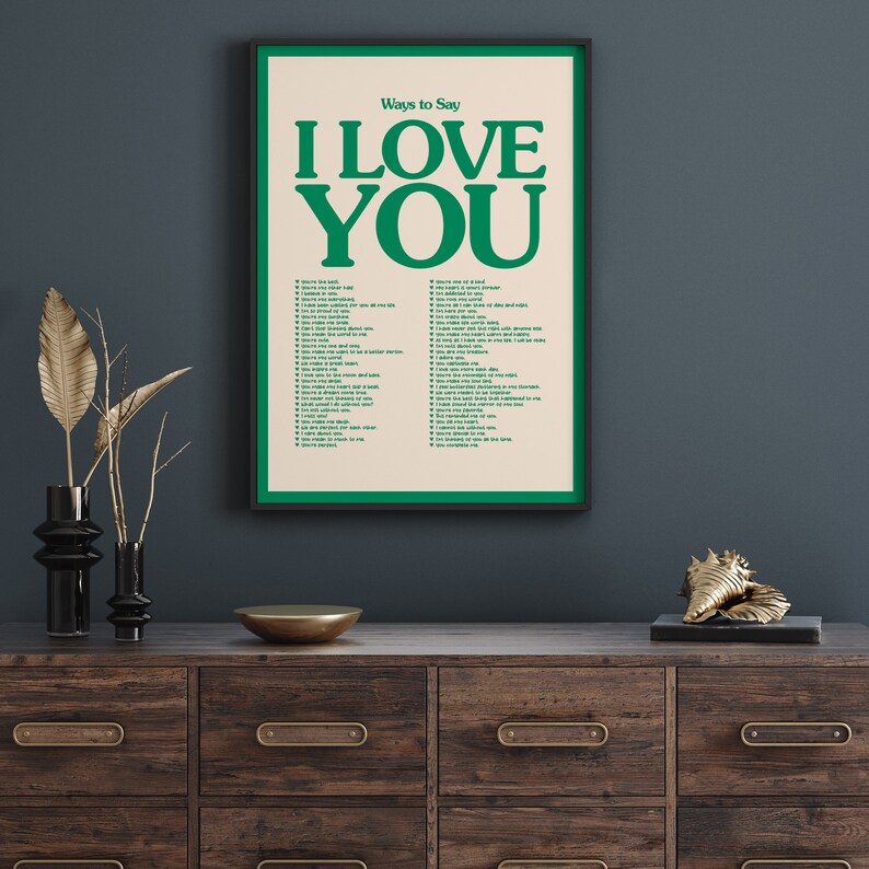 Ways to Say I Love You Wall Print, Digital Download Print, Retro Wall ...