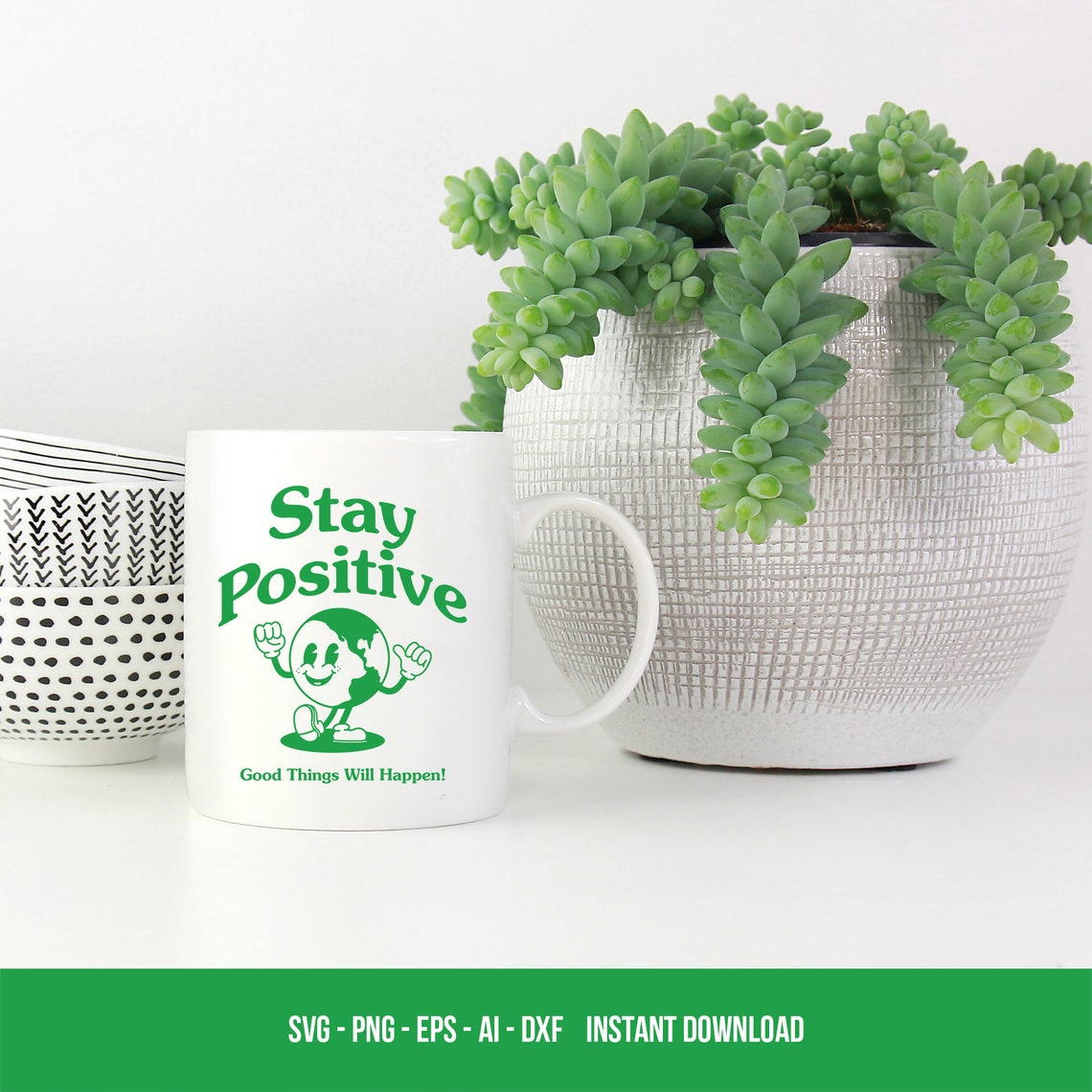 Stay Positive SVG, Retro Svg, Printable Art, Svg Cut File, Groovy SVG ...