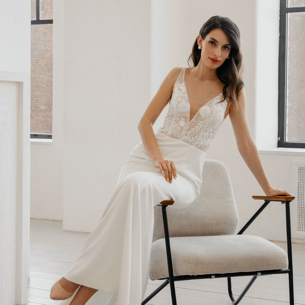 Simple Modern Wedding Dress - Etsy