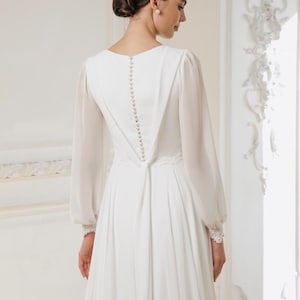 Modest Wedding Dress Gabriella - Long Sleeve High Neck Chiffon Bridal Gown - Etsy