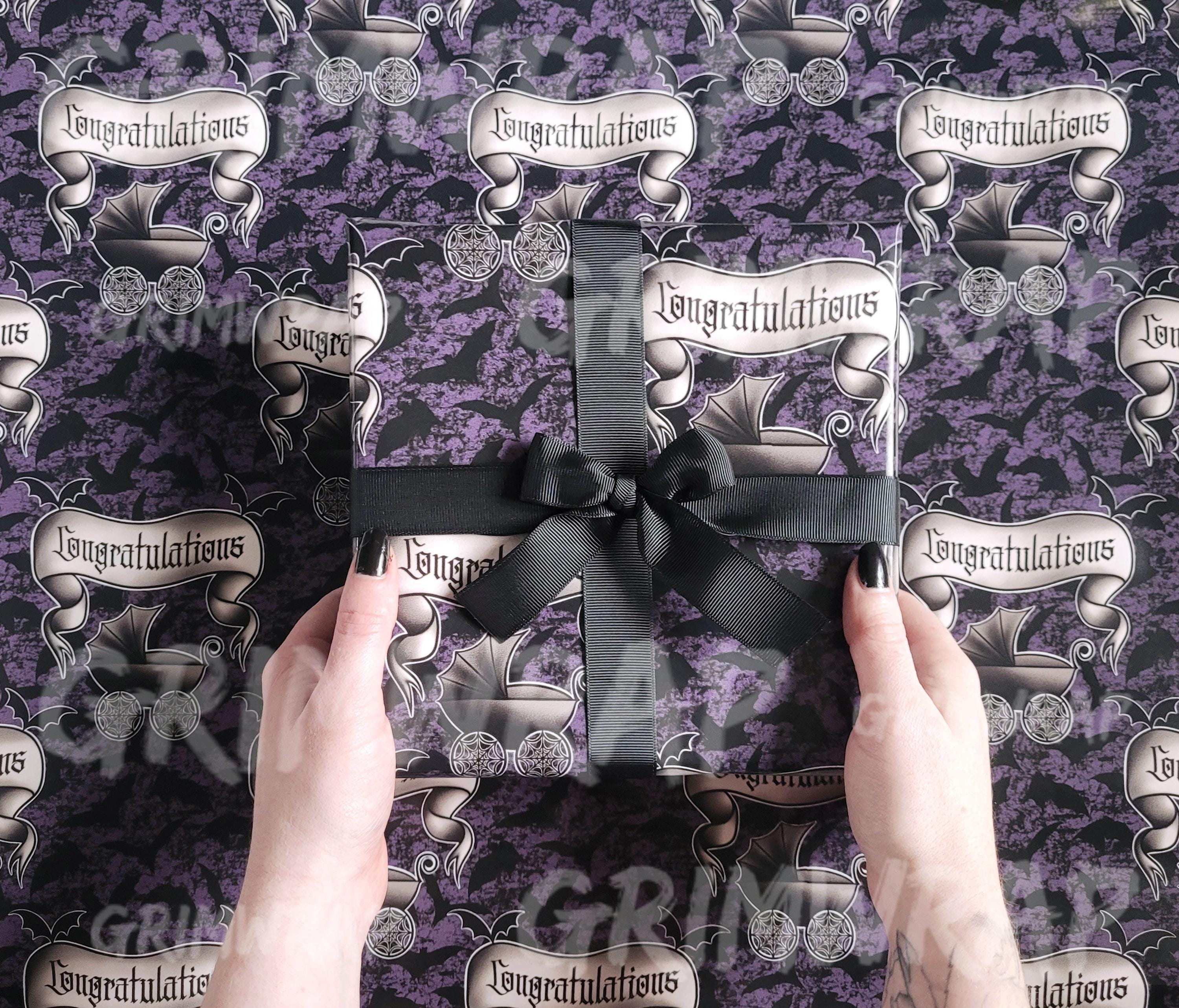 Baby Bat Grimwrap | Gothic Baby Shower Wrapping Paper, Congratulations ...