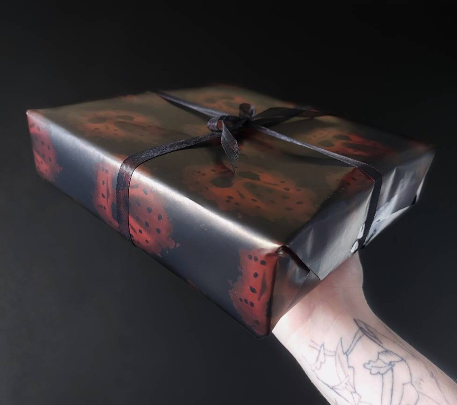 Blood Splatter Mask Grimwrap Horror Wrapping Paper, Friday 13th ...