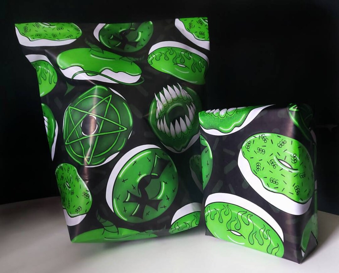 Devil Doughnut Grimwrap | Gothic Wrapping Paper, Green Doughnut Gift ...