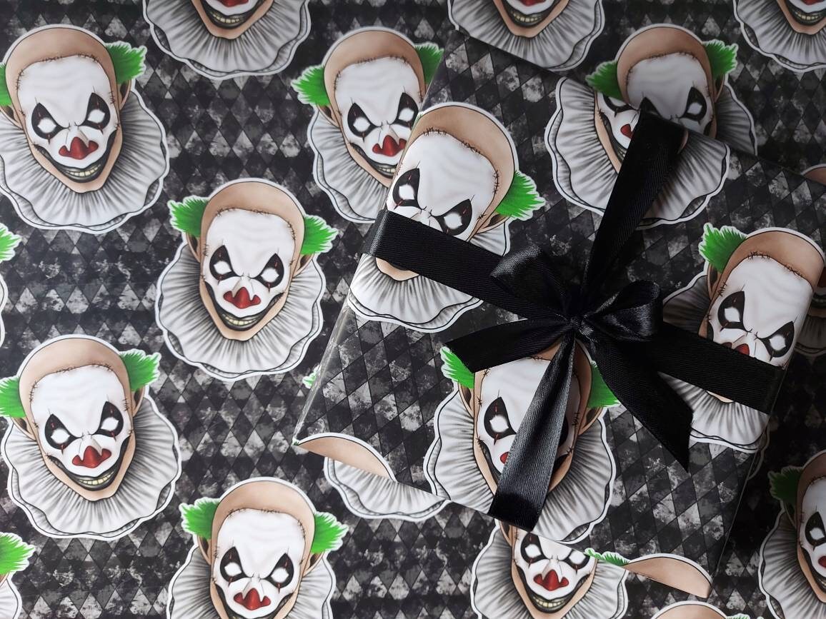 Killer Klown Grimwrap Horror Wrapping Paper, Clown Wrapping Paper ...