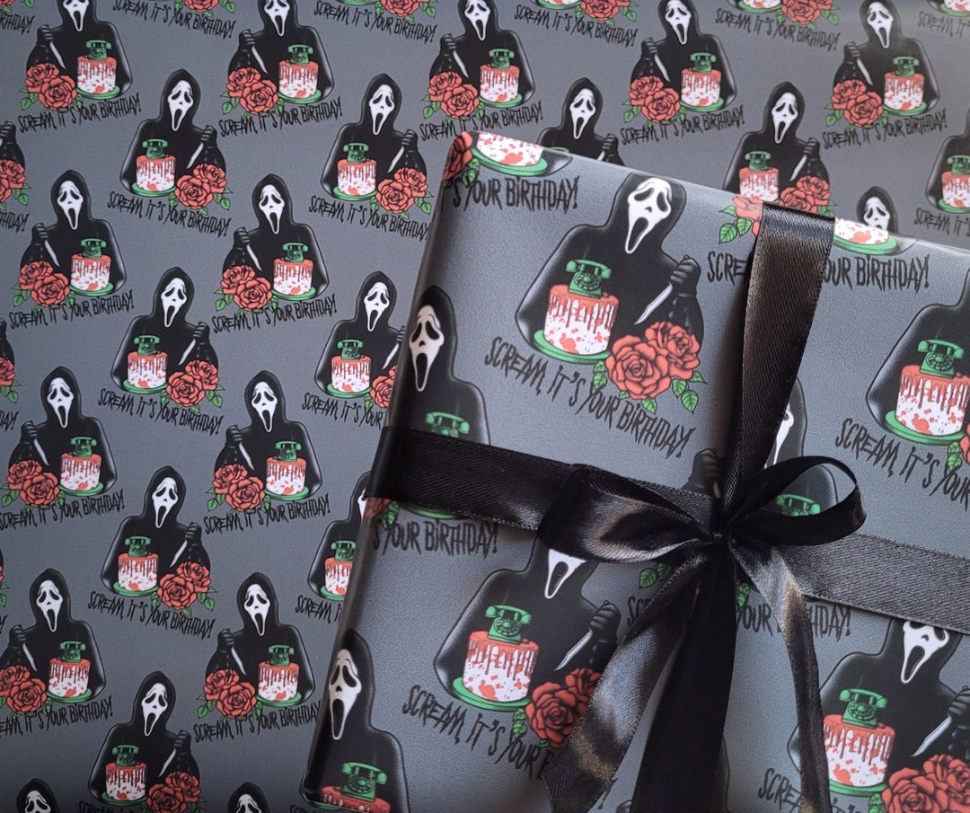Scream, It's Your Birthday Grimwrap Goth Wrapping Paper, Horror ...