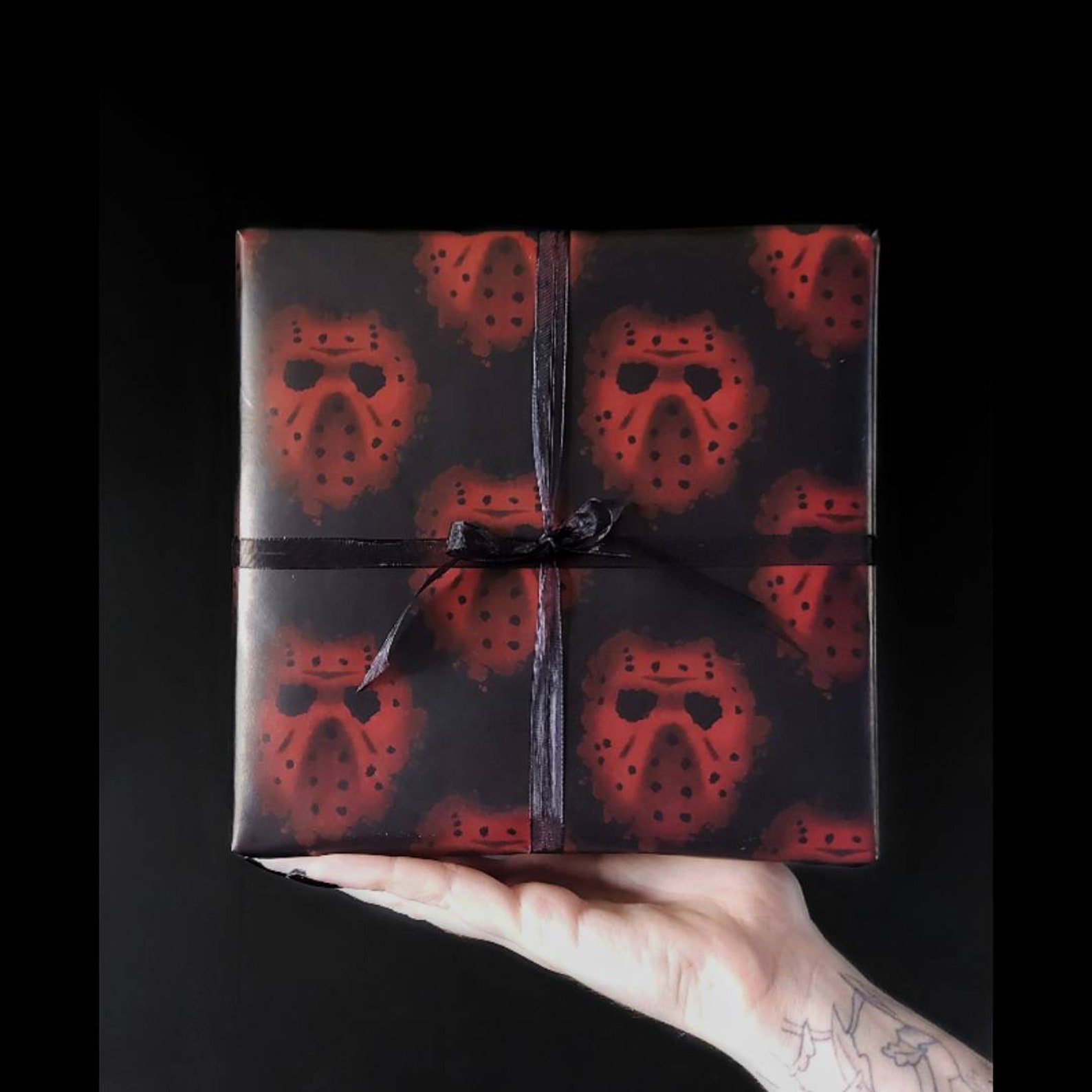 Blood Splatter Mask Grimwrap Horror Wrapping Paper, Friday 13th ...