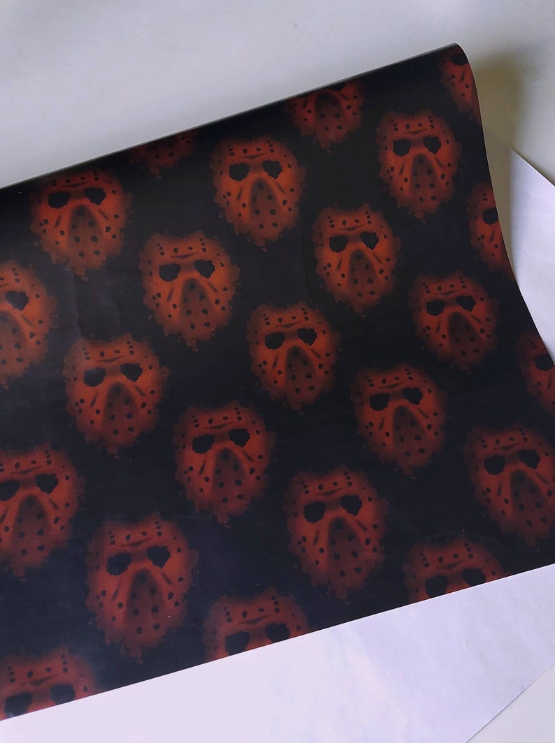 Blood Splatter Mask Grimwrap Horror Wrapping Paper, Friday 13th ...