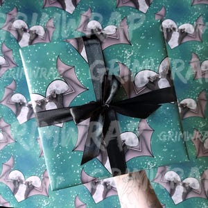 Batty for You Grimwrap | Spooky Bat Wrapping Paper, Moon Love Heart ...